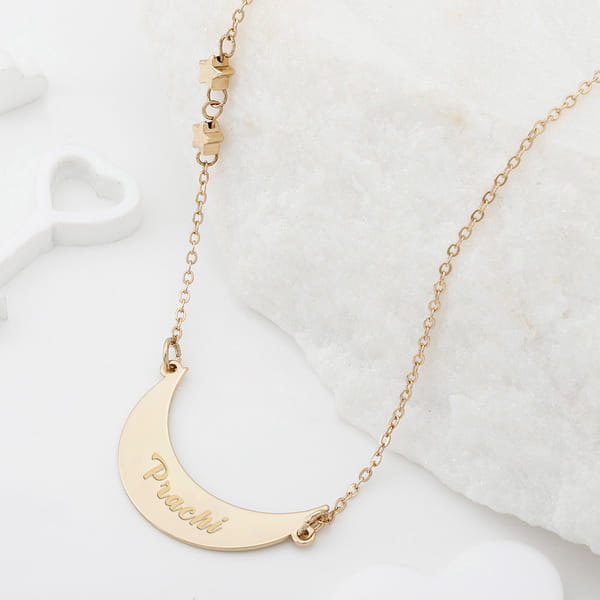 Buy/Send Crescent Moon Personalized Pendant Chain Online | IGP | JVS1199530
