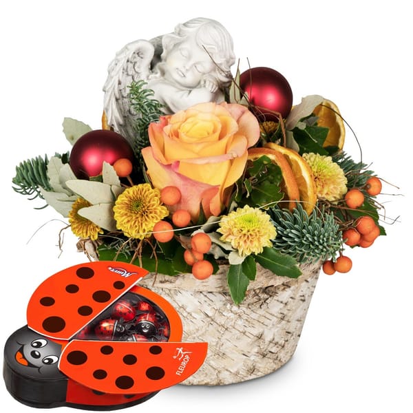 Buy/Send Flower arrangement Little Angel with Munz chocolate ladybird ...