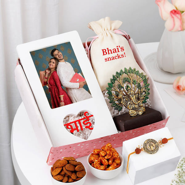 Personalized Spiritual Bhai Rakhi Hamper: Gift/Send Gourmet Gifts ...