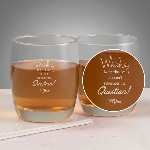 Whisky is the Answer Personalized Whisky Glasses Set of 2 : Gift/Send ...