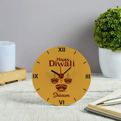 Buy/Send Happy Diwali Personalized Wooden Table Clock Online | IGP ...