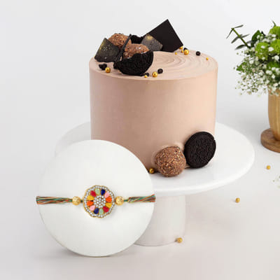 Buy/Send Navratna Rakhi With Delicious Choco Cream Cake Online | IGP ...