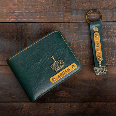 Buy/Send Personalized Classic PU Leather Wallet And Keychain Combo ...