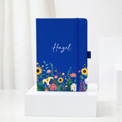 Buy/Send Personalized Royal Blue Floral Notebook Online | IGP | JVS1415682