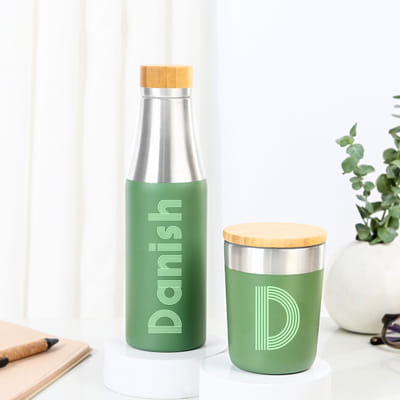 Send Personalized Sustainable Water Bottle And Mug Combo - Green Online ...