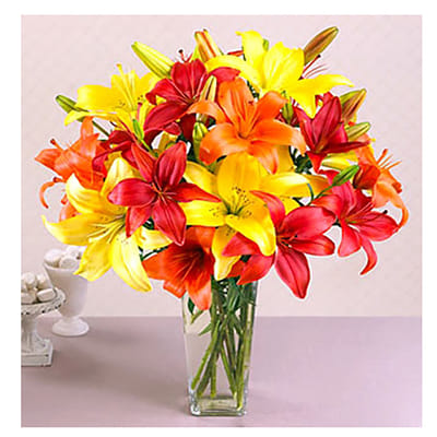 Buy/Send Stunning Colourful Lilies Bouquet Online | IGP | JVS1403426