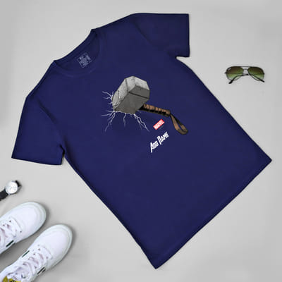 Buy/Send Thors Hammer Personalized Cotton Tee Navy Blue Online | IGP ...