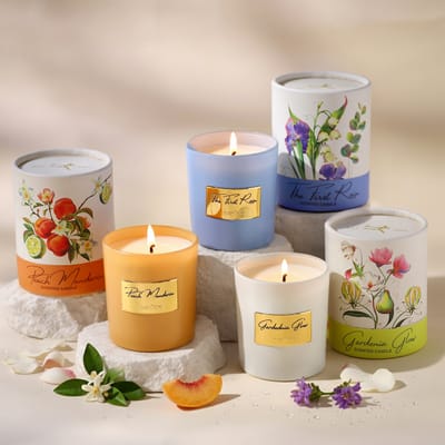 Buy/Send Trio of Scented Candles 150gms - Peach Mandarin, Gardenia Glow ...