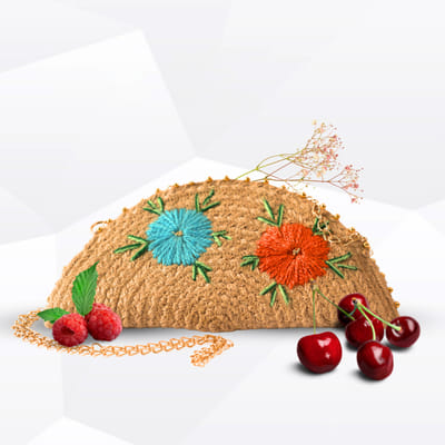 Buy/Send Unique Embroidered Half Moon Premium Jute Clutch Online | IGP ...