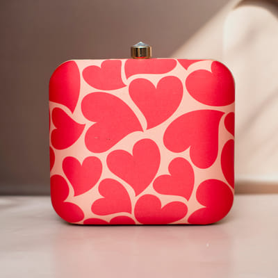 Buy/Send Valentine Red Hearts Printed Clutch Online | IGP | JVS1397743