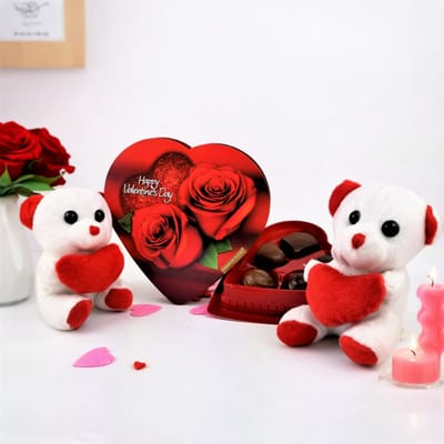 Buy/Send Valentine's Day Plush Bears And Heart-Shaped Chocolate Box ...