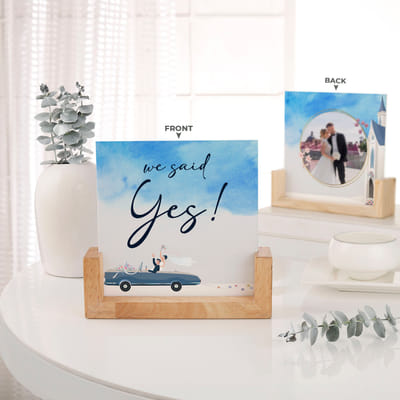 Buy/Send We Said Yes Personalized Acrylic Frame With Wooden Base Online ...